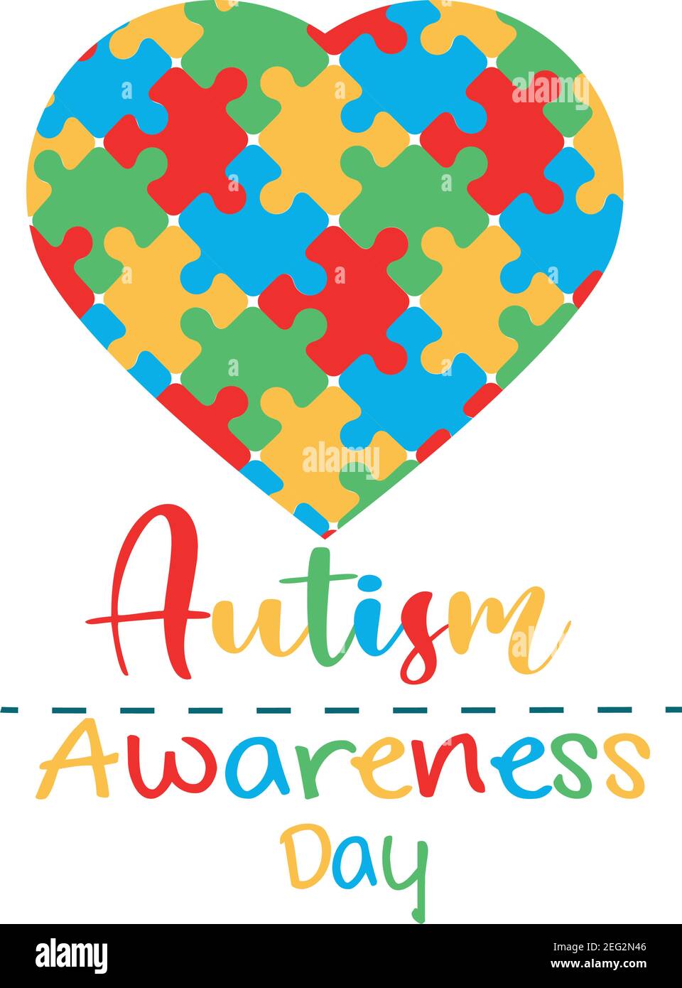 autism awareness day puzzles in heart vector illustration Stock Vector ...