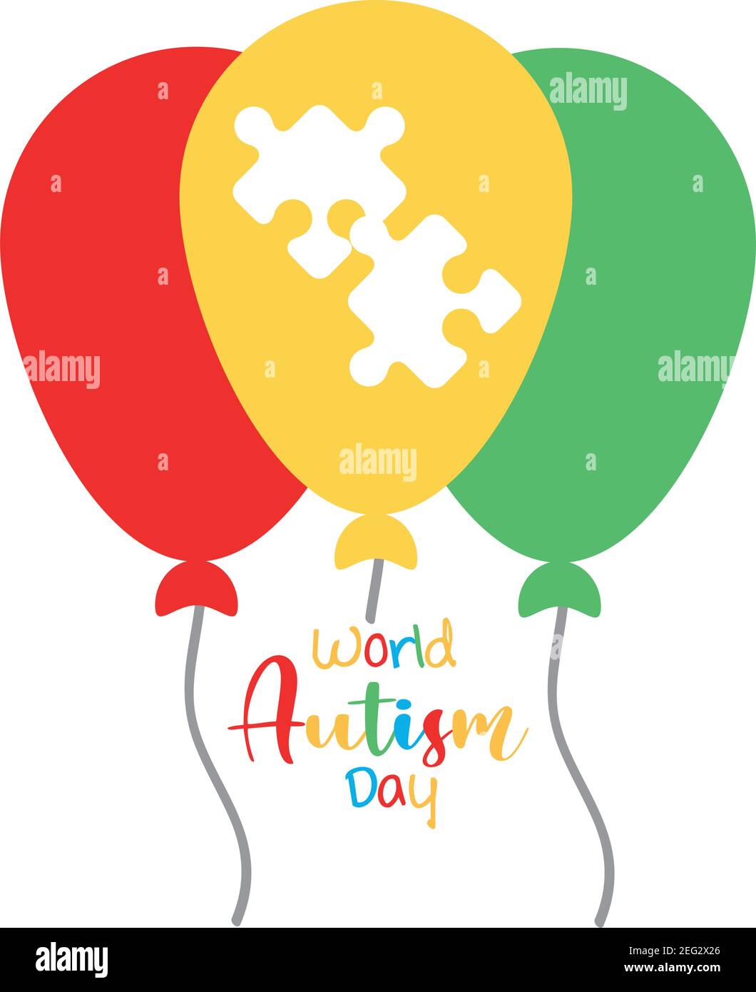 autism awareness day balloons with puzzles vector illustration Stock ...