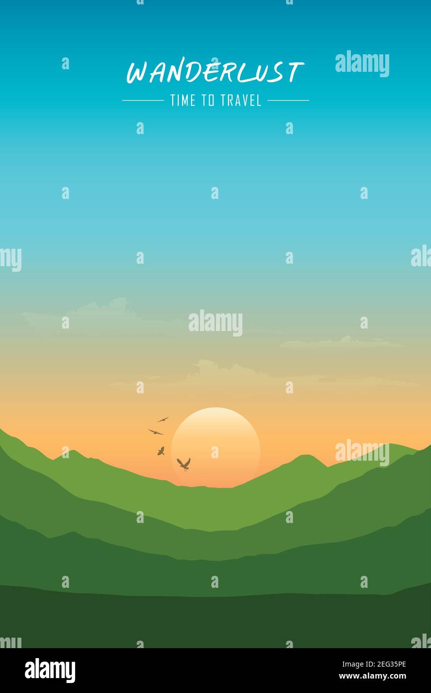 wanderlust wilderness mountain nature landscape vector illustration ...