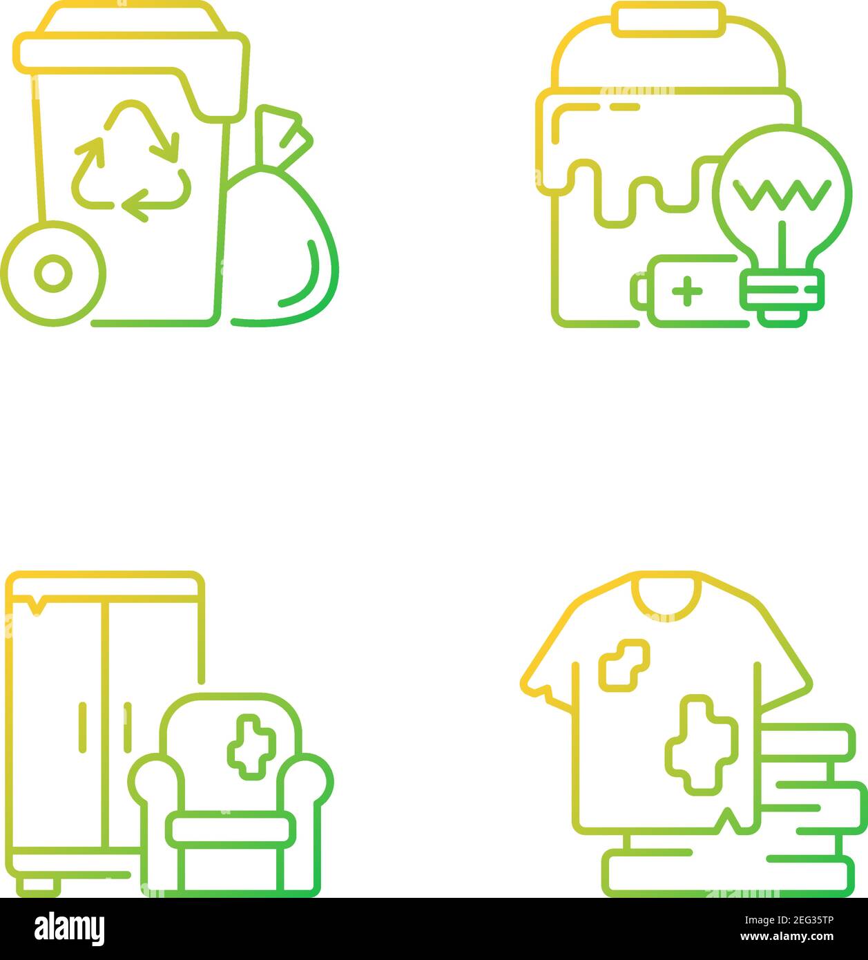 Garbage disposal gradient linear vector icons set Stock Vector Image ...