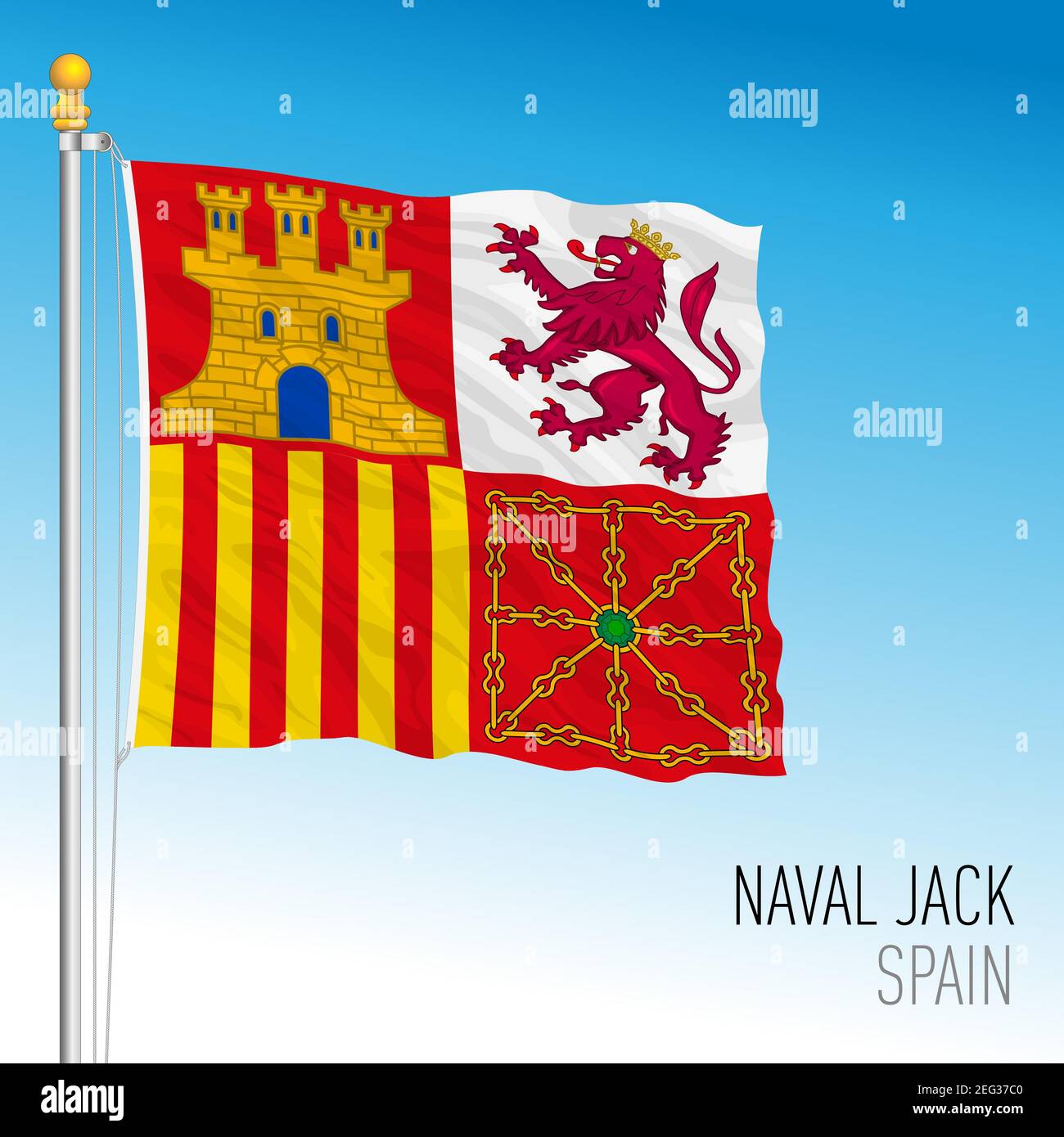 Spain, bowsprit flag of the Spanish navy, vector illustration Stock ...