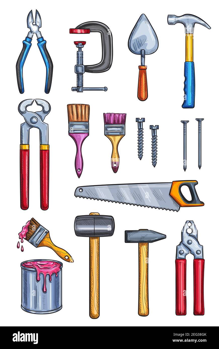 Hand Tool Drawing With Color