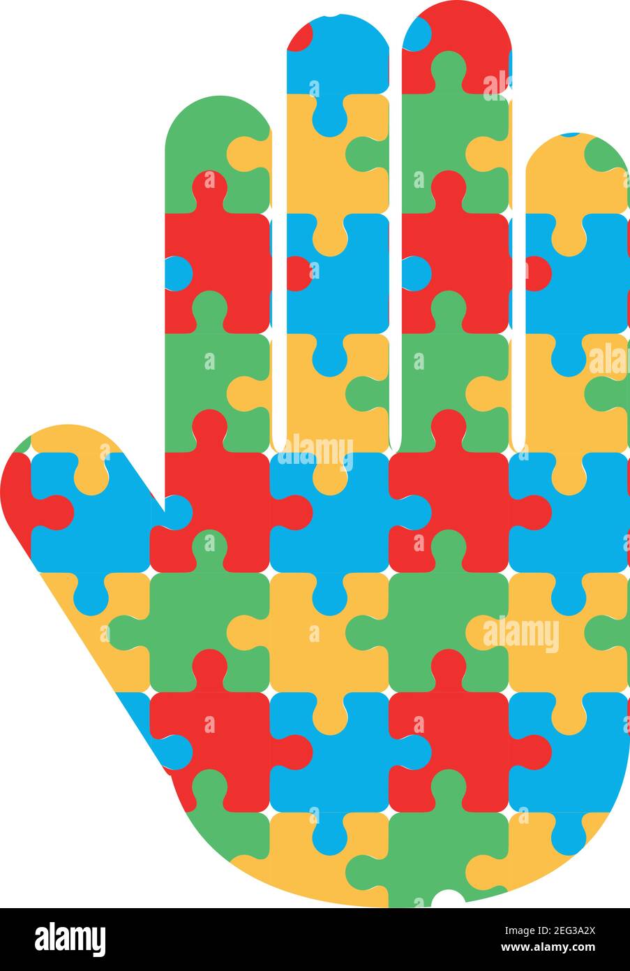 world autism day puzzles shaped hand vector illustration white ...