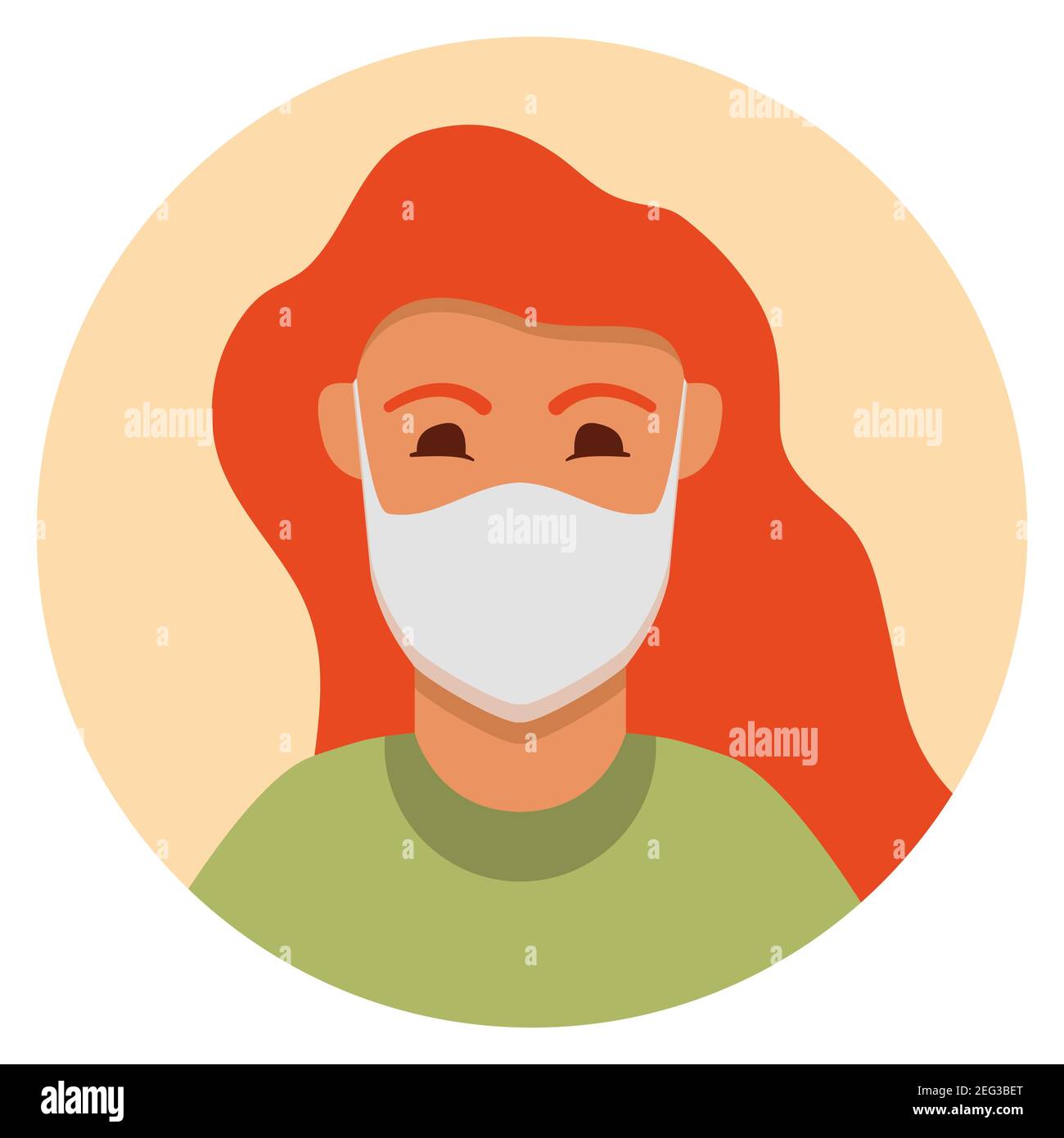 Girl red hair avatar. Protection wear from coronavirus Stock Vector ...