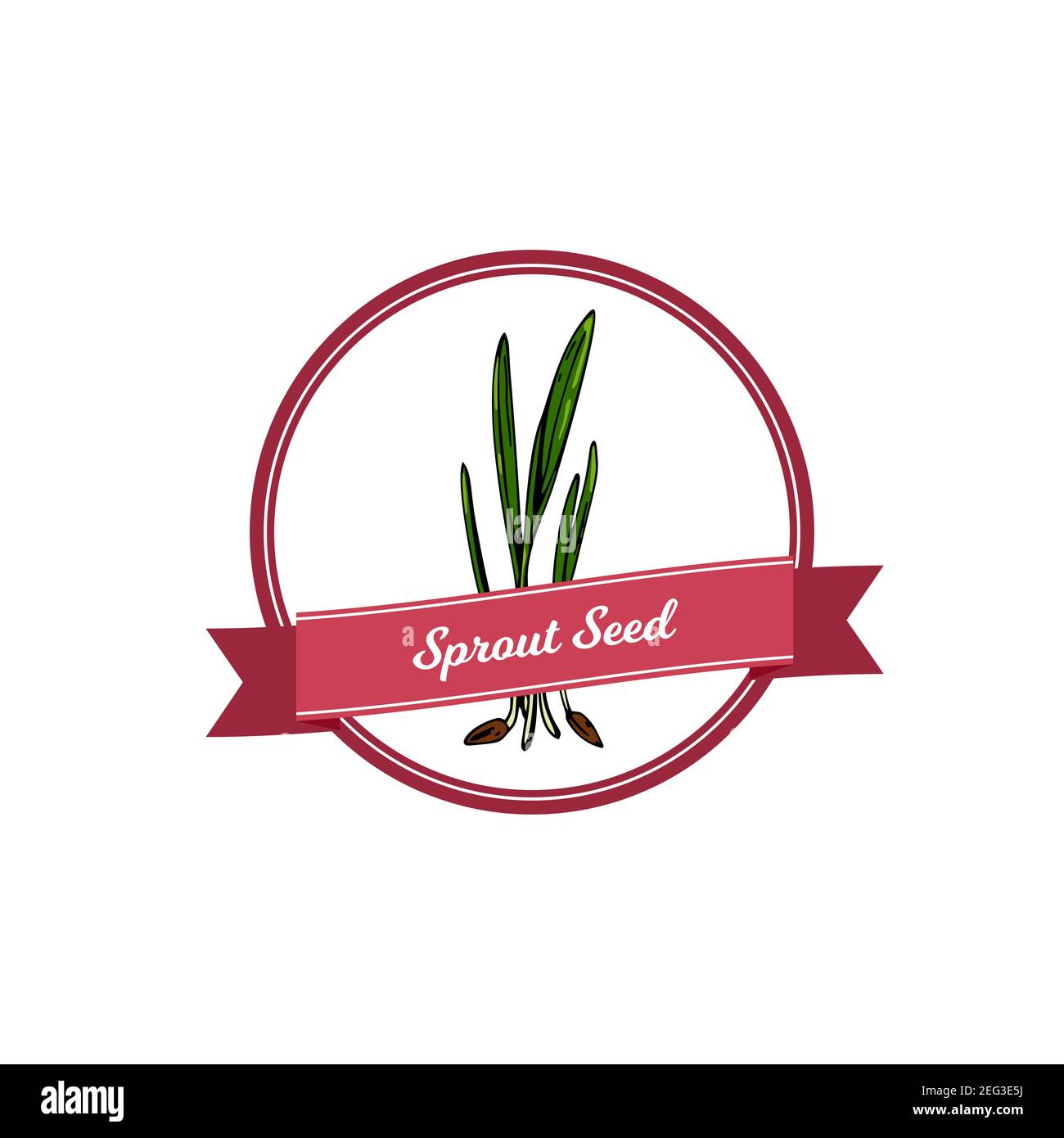 Sprout seed logo with hand drawn elements. Vector illustration in ...