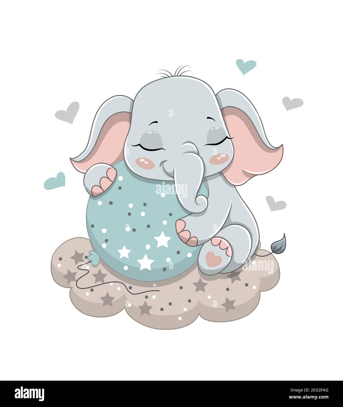 Cute baby elephant hugging balloon Stock Vector Image & Art - Alamy