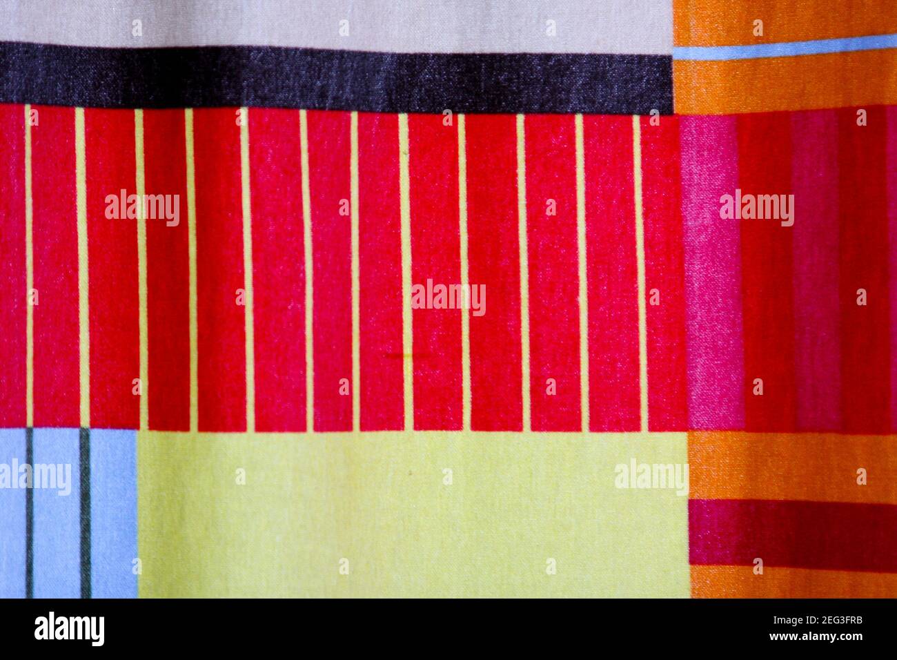 Red fabric used for curtains with geometric patterns Stock Photo - Alamy