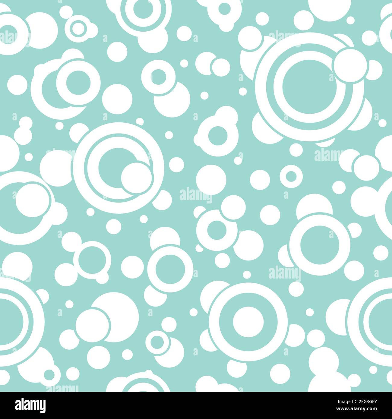 Seamless abstract pattern with white and empty overlapping circles of different size. Bubbles ...