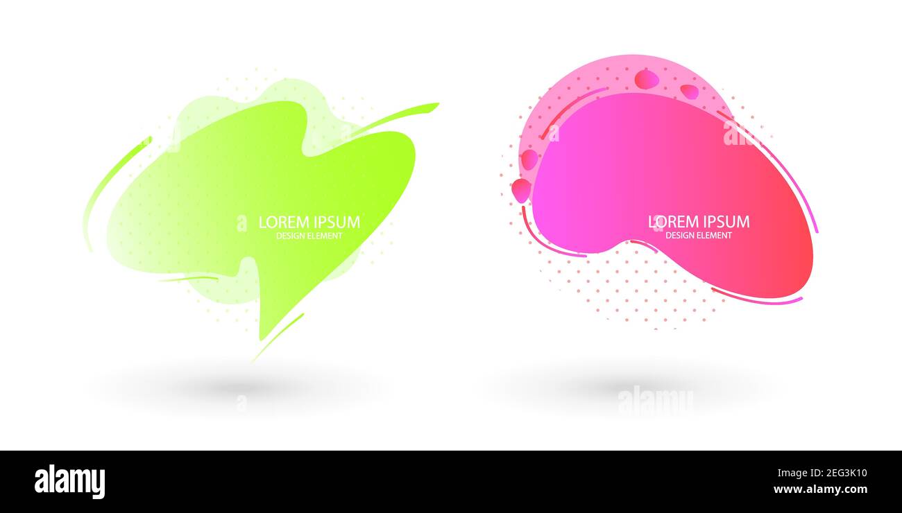 Fluid frame isolated. Set of abstract liquid shapes, colorful elements ...