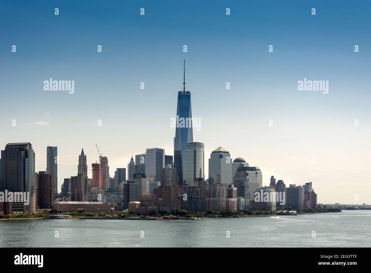 Cityscape of Manhattan on the riverside in New York, the USA during ...