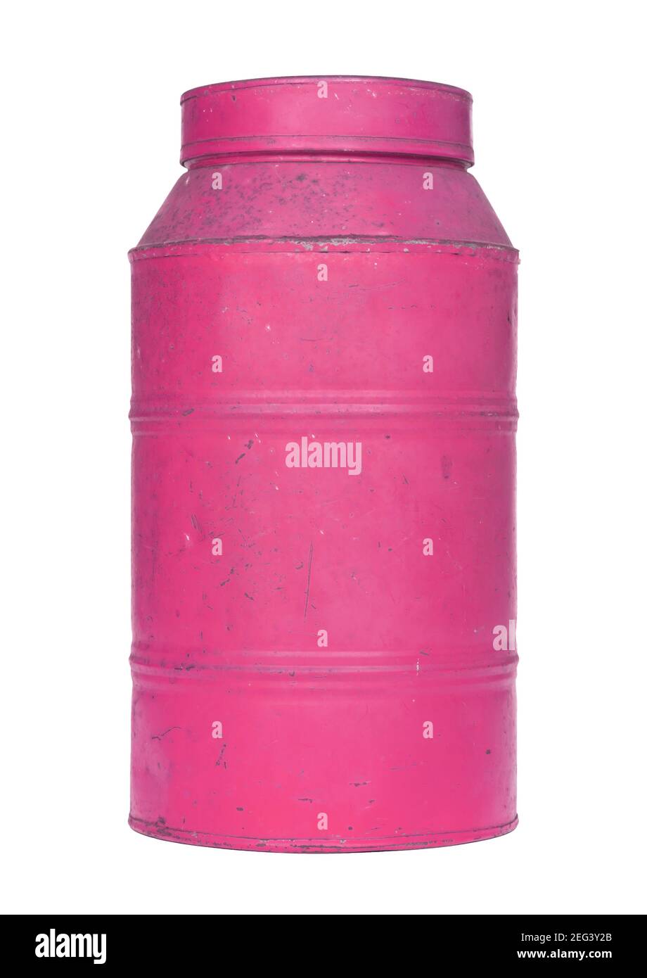 Old nostalgic can isolated on white - Pink can Stock Photo - Alamy