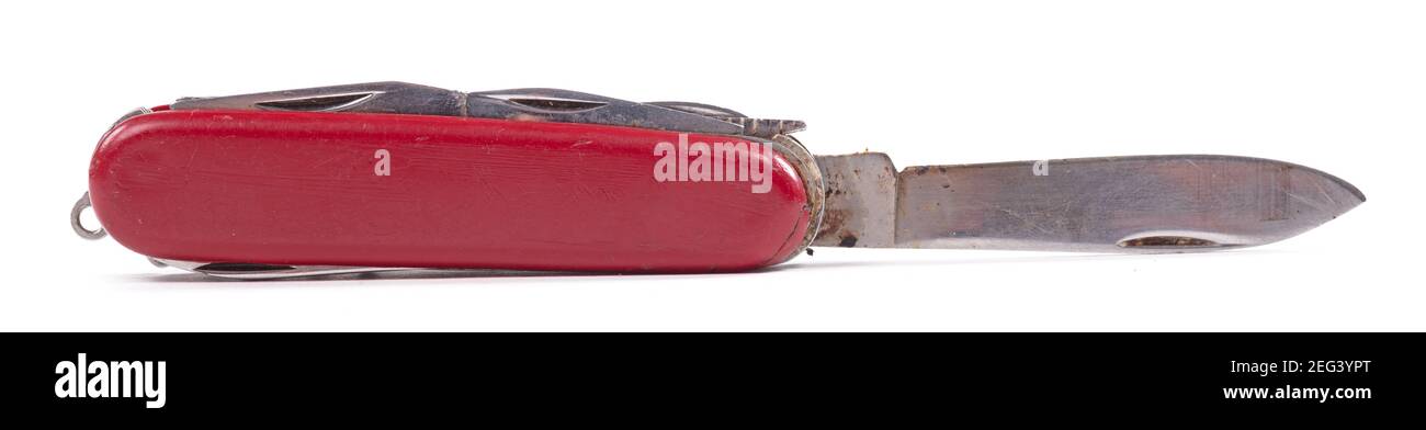 Close up of a broken multipurpose knife, isolated on white - Knife ...