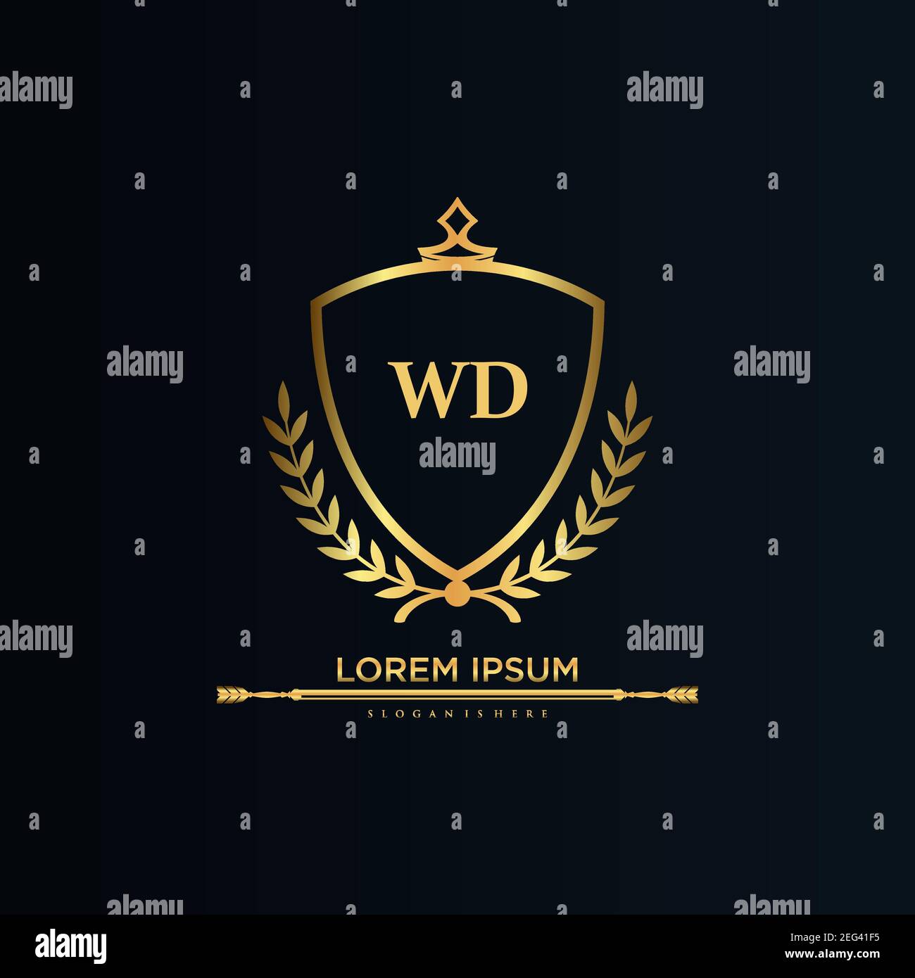 WD Letter Initial with Royal Template.elegant with crown logo vector ...