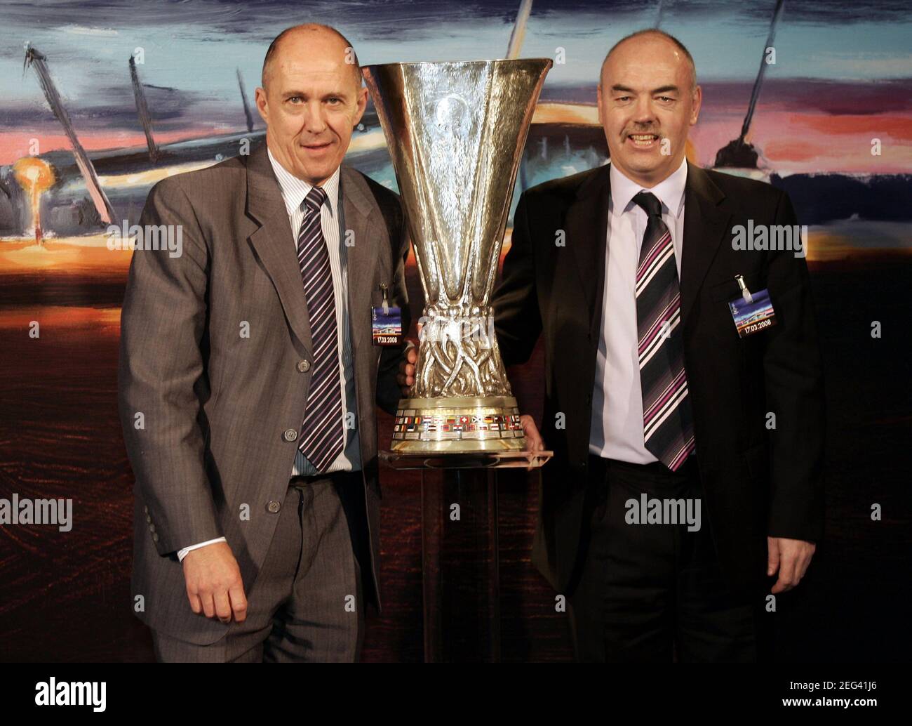 The uefa cup during the handover at the town hall hi-res stock ...