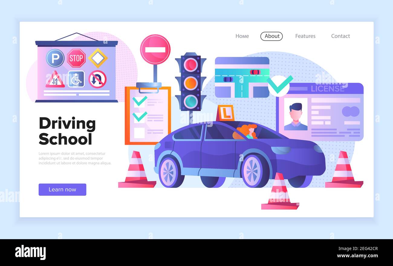 Web page template for a driving school Stock Vector Image & Art - Alamy