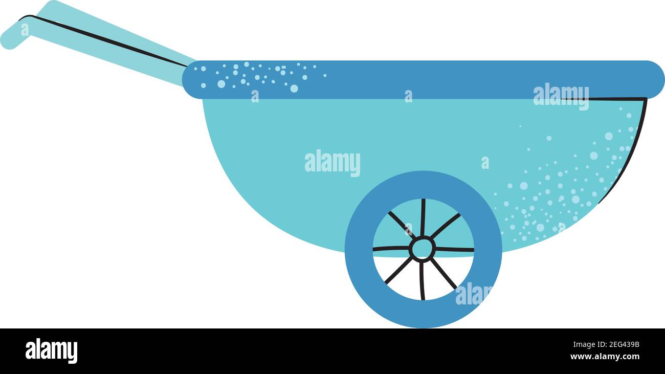 blue wheelbarrow icon over white background, colorful design, vector ...
