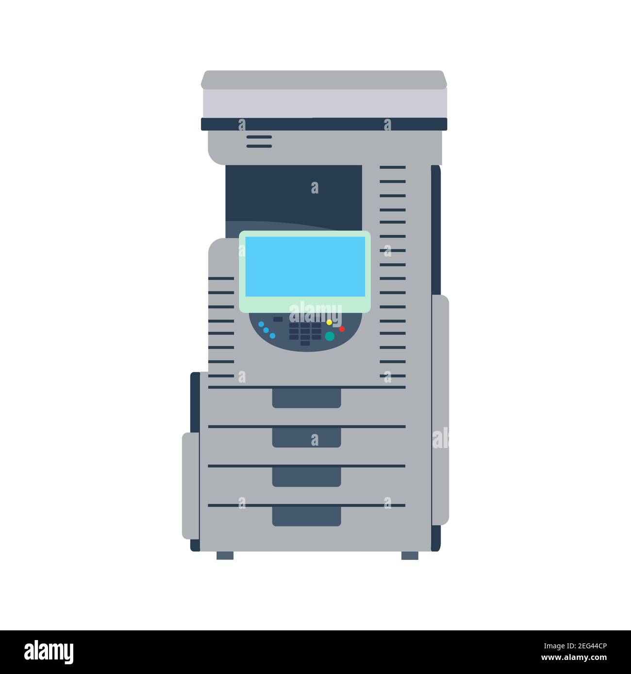 Office printer technology vector illustration. Computer printer paper ...
