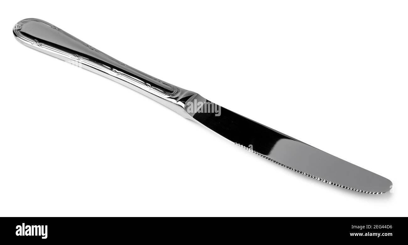 Silver dining knife isolated on white background Stock Photo - Alamy