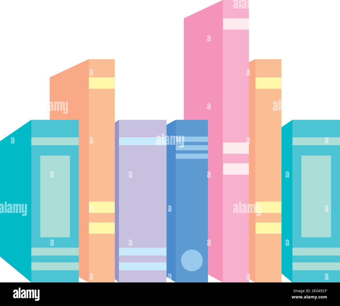 Organized Hard Copy Books Icon over white background, colorful design ...