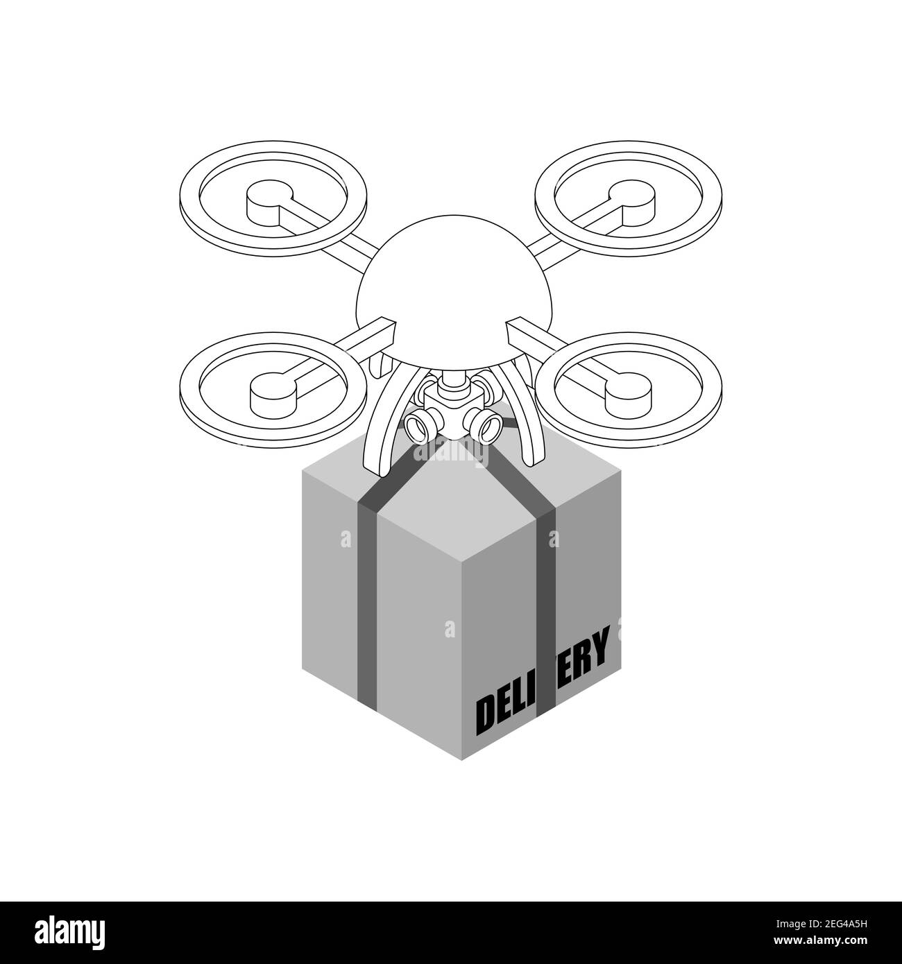 Quadcopter delivery. Drone and package. vector illustration Stock ...