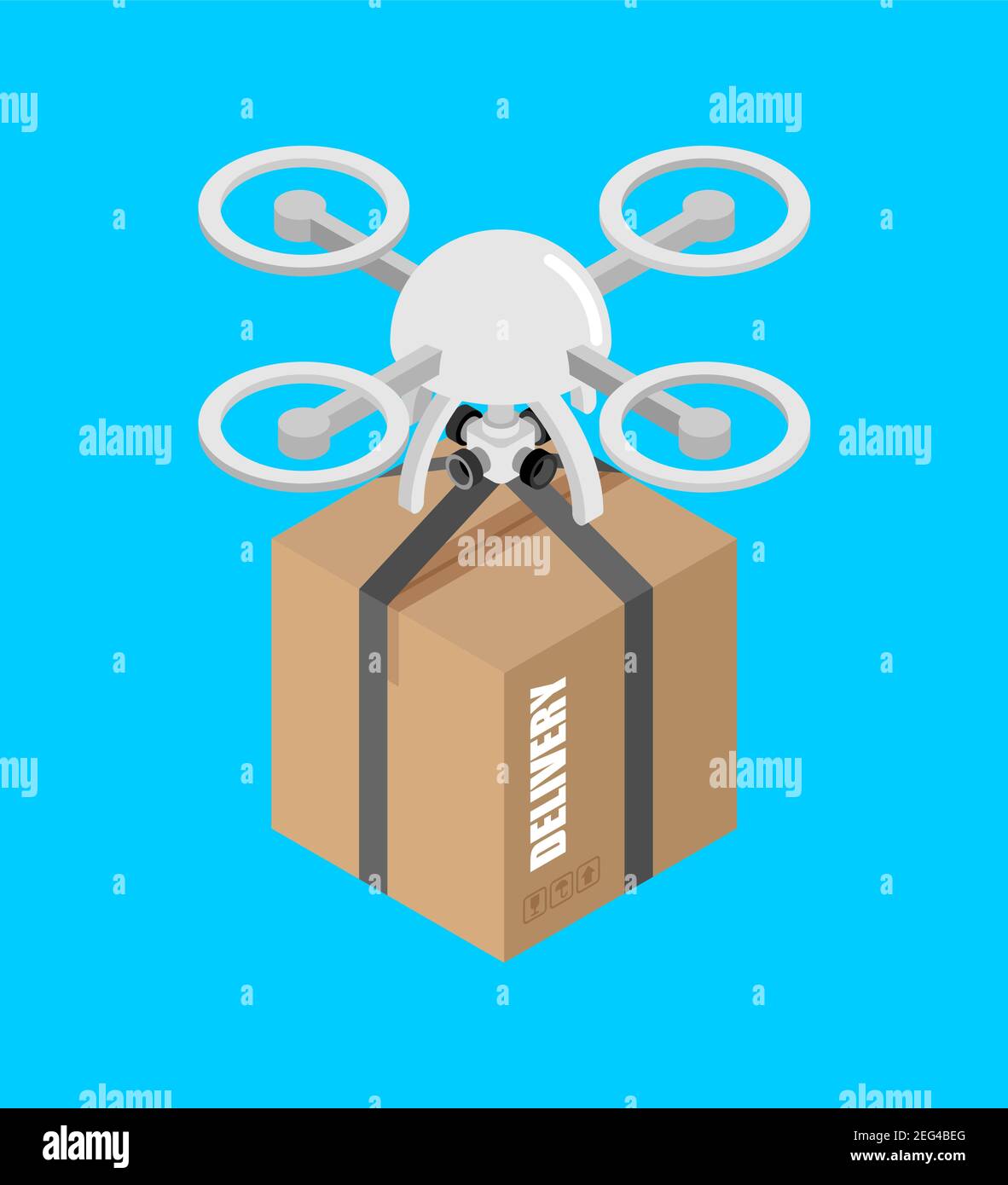 Quadcopter delivery. Drone and package. vector illustration Stock ...