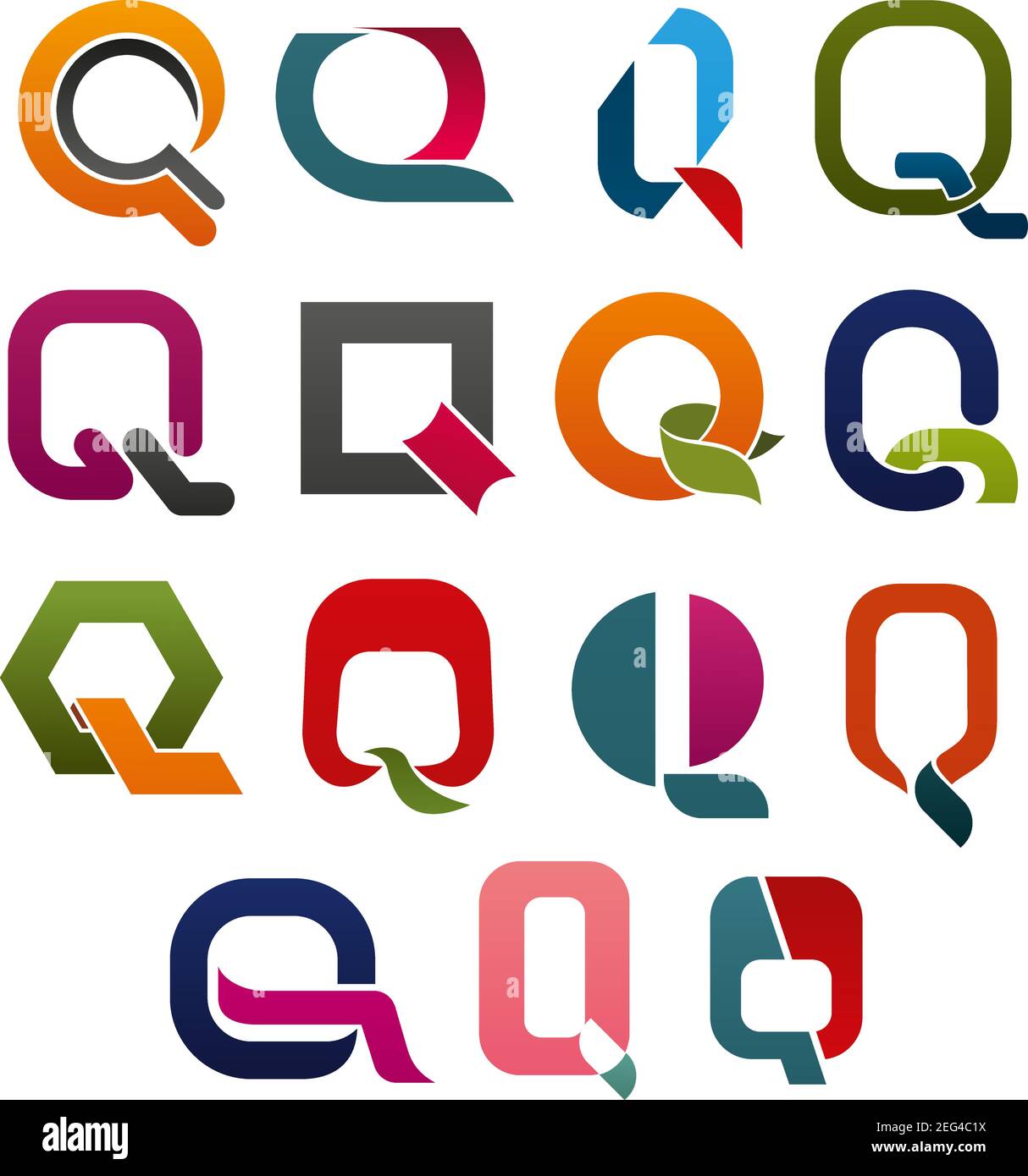 Letter Q icon of business identity abstract alphabet font. Q symbol ...