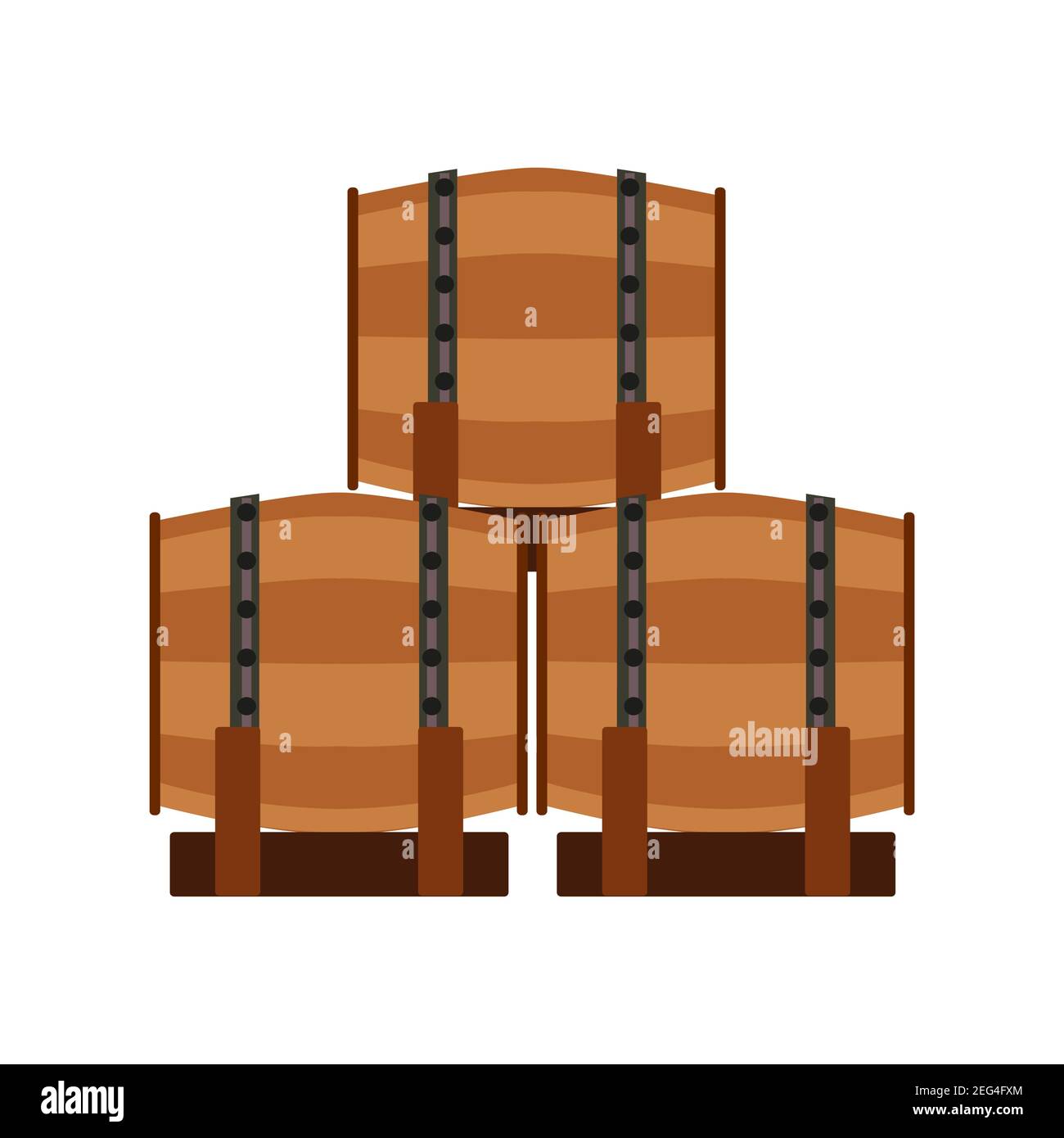 Wooden barrel vector illustration old isolated white keg. Alcohol cask ...