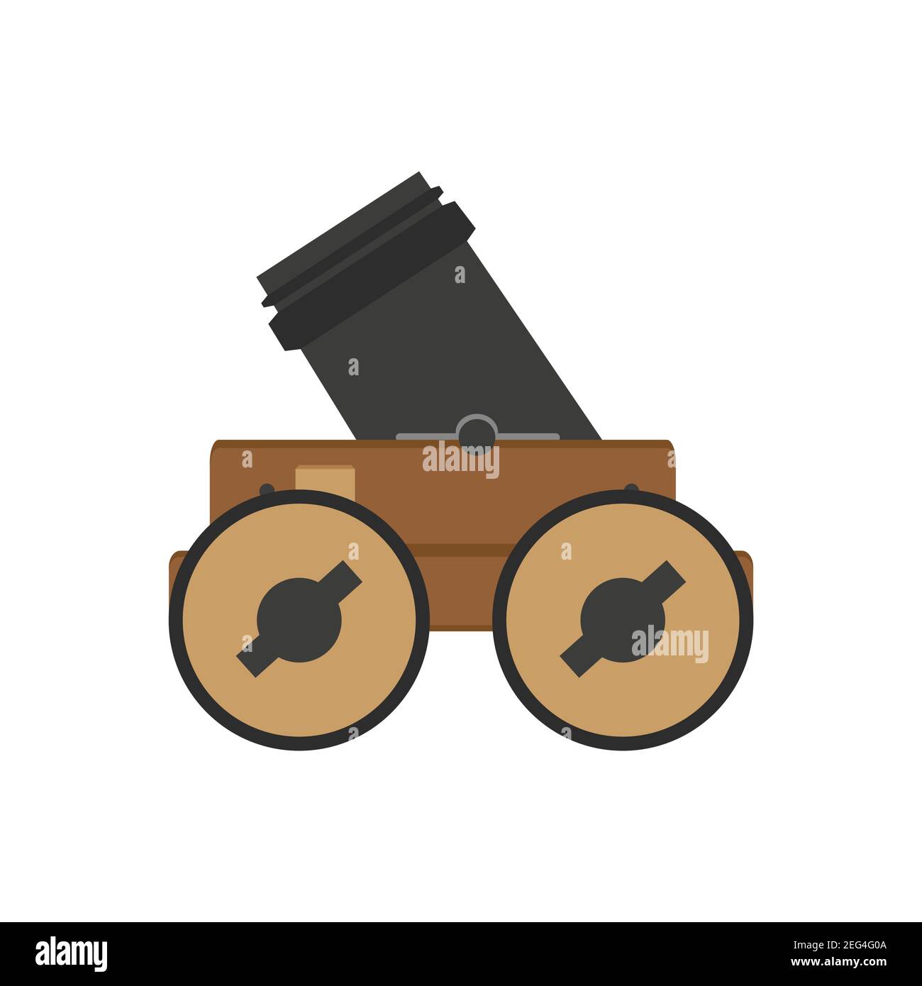 Military artillery cannon army weapon gun vector illustration. Isolated white artillery cannon ...