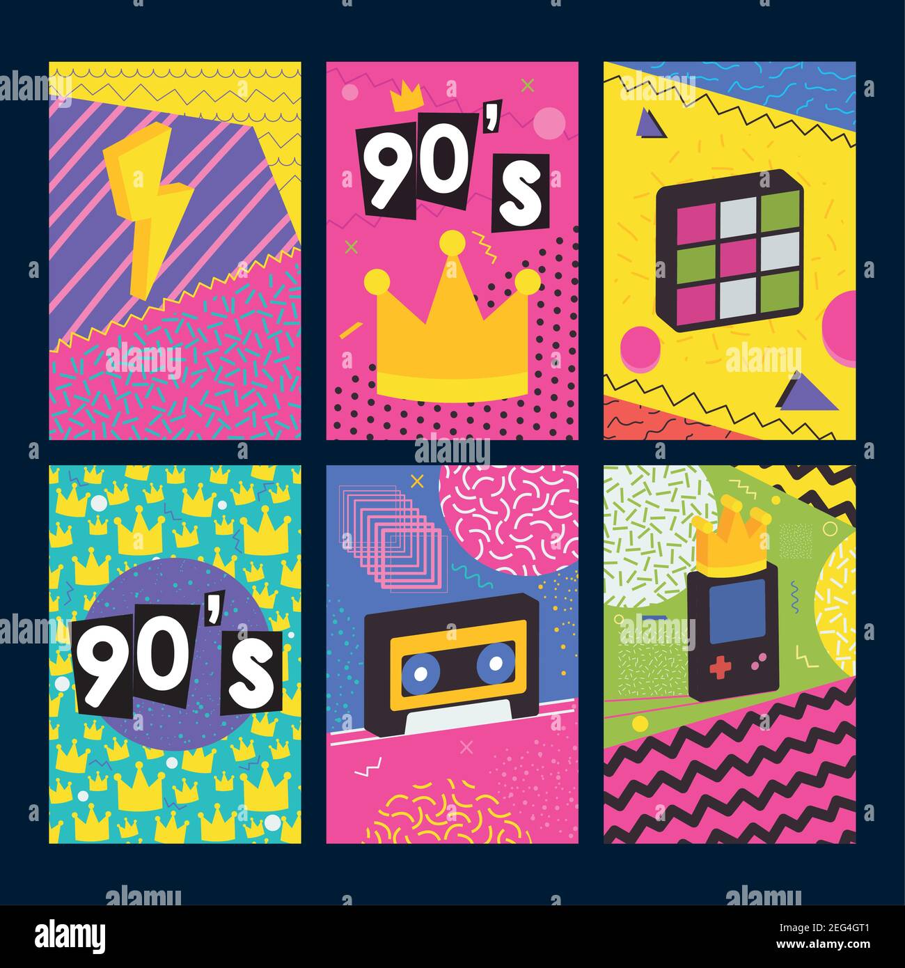 90s forever designs with retro related icons over blue background ...