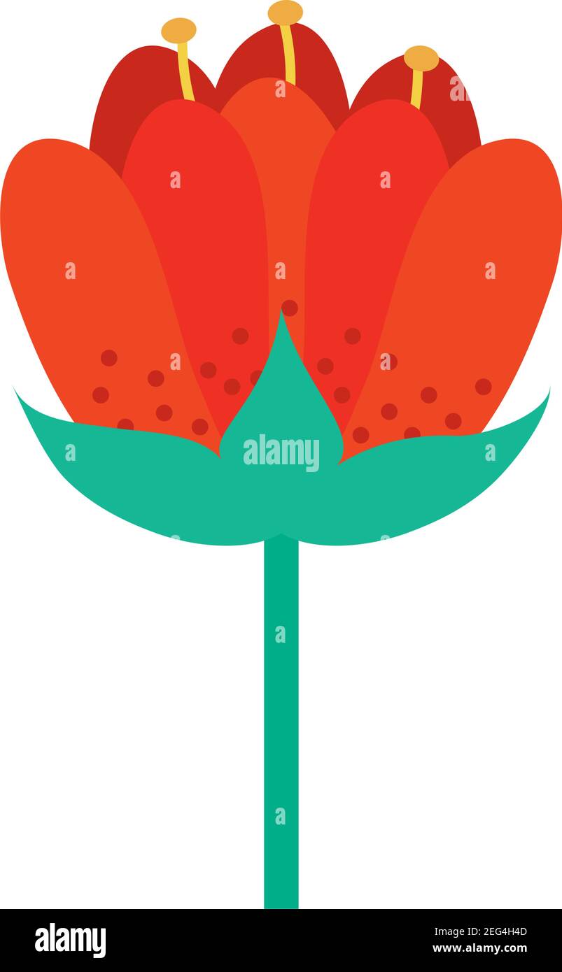 red flower icon over white background, colorful design, vector ...