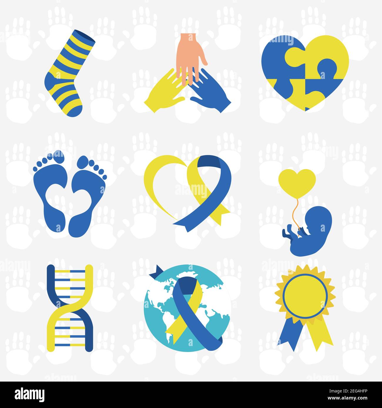 icon set of World down syndrome over white background, colorful design ...
