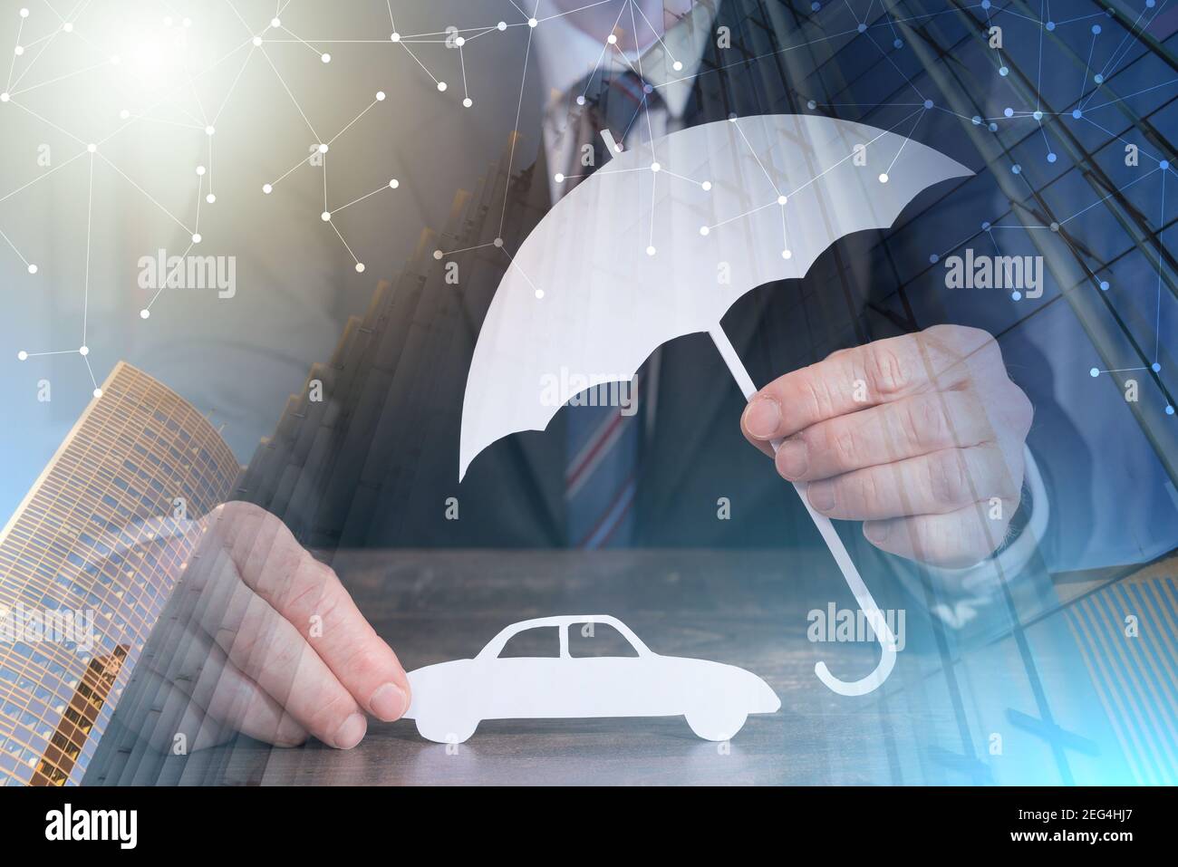 Symbol of auto coverage by a general agent; multiple exposure Stock ...