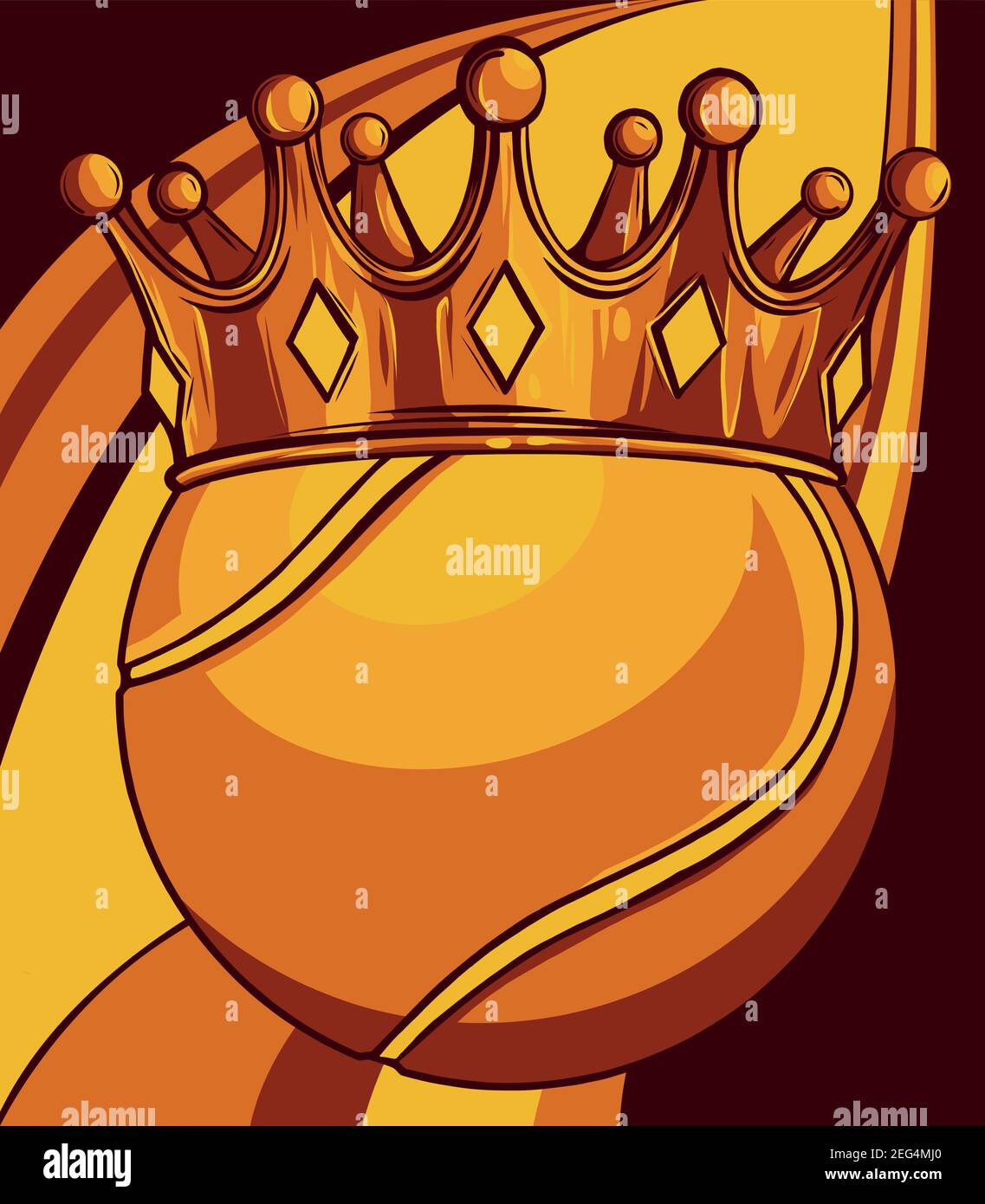 King of tennis concept, a tennis ball wearing a gold crown vector Stock ...