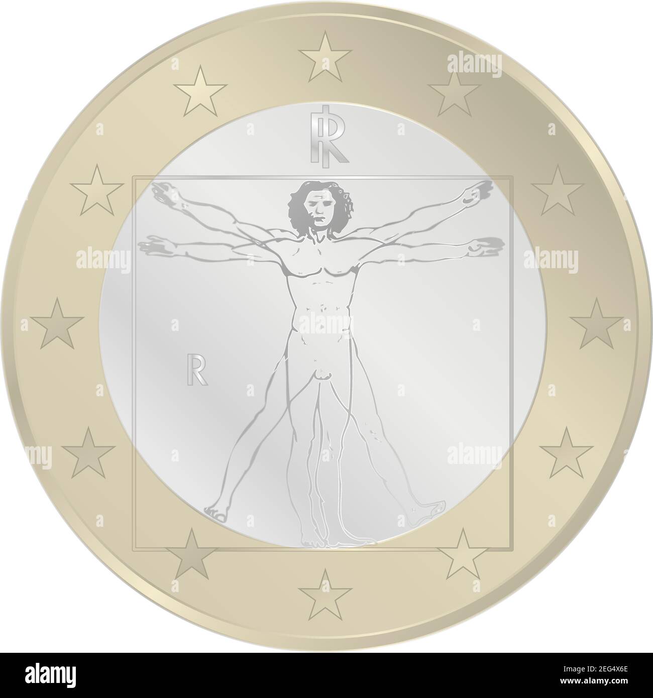 1 Euro coin italian pattern, vector illustration Stock Vector Image ...