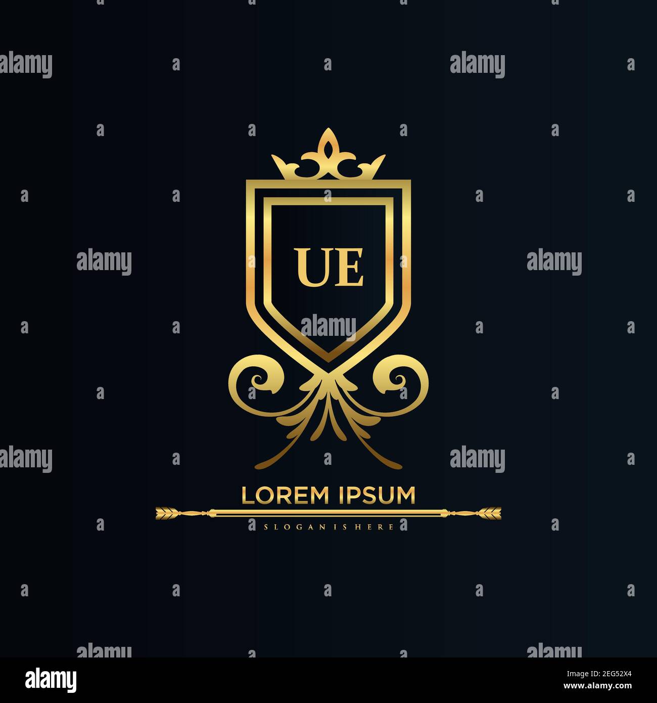 UE Letter Initial with Royal Template.elegant with crown logo vector ...