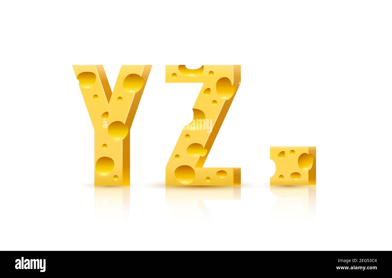 Cheese font 3d symbol, letter Y Z set. Vector illustration Stock Vector ...