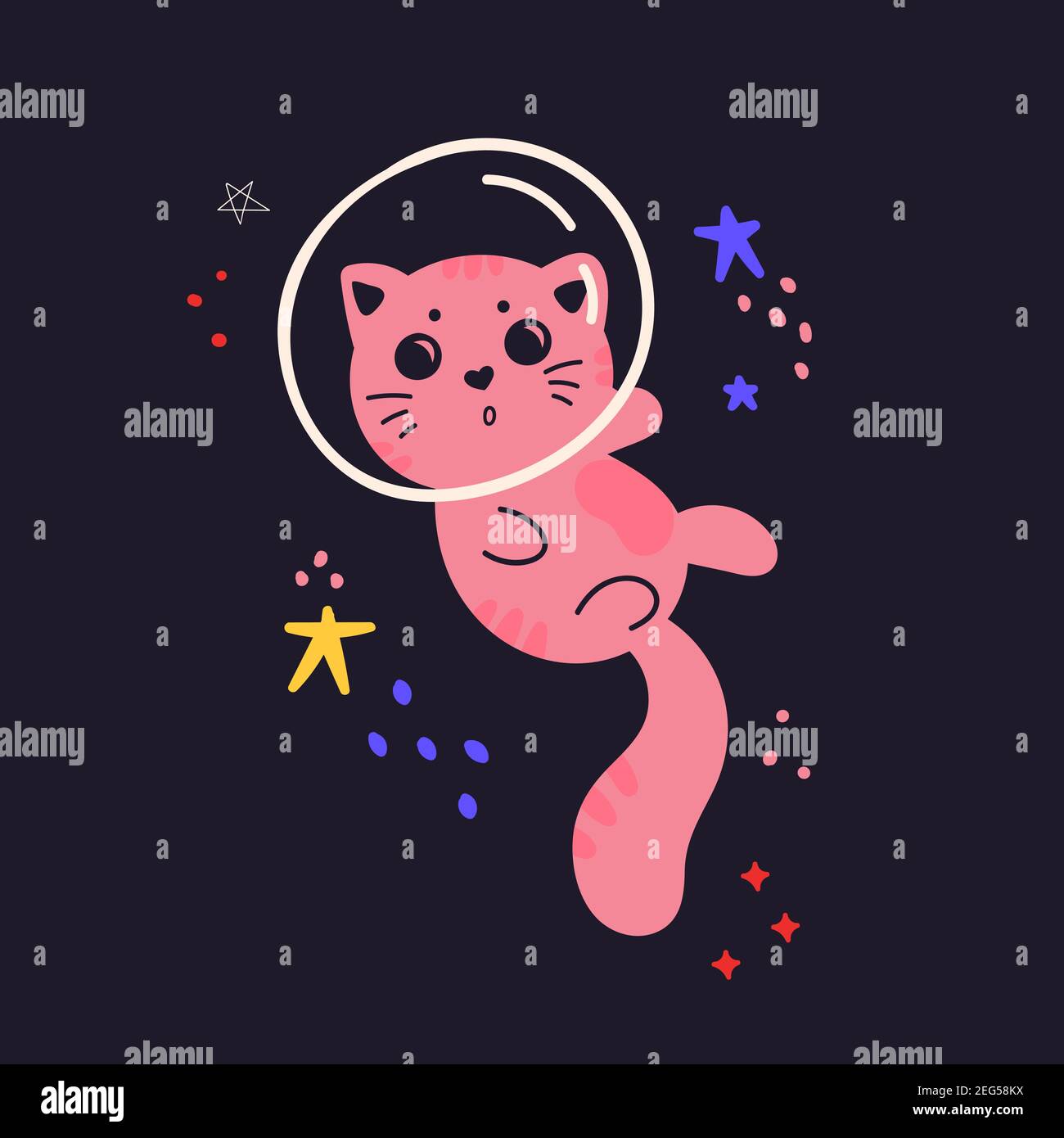Kids cute illustration with cat in space Stock Vector Image & Art - Alamy