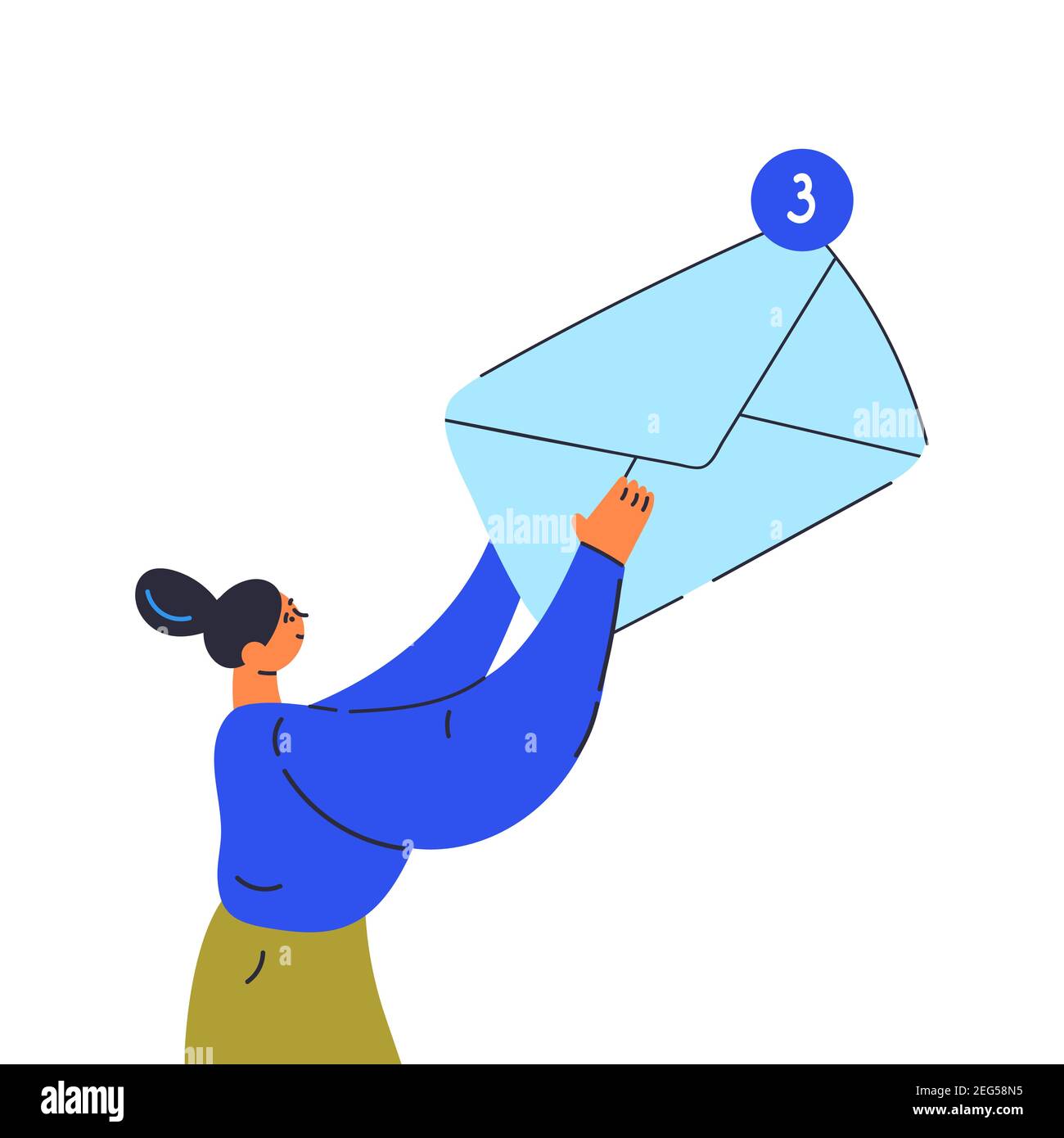 Envelope letter message woman Cut Out Stock Images & Pictures - Alamy