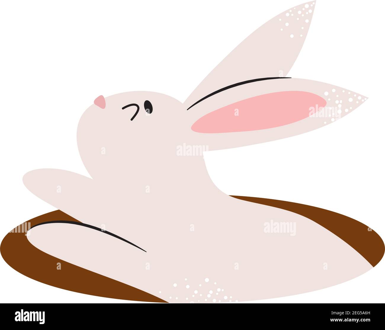 rabbit coming out of a hole over white background, colorful design ...