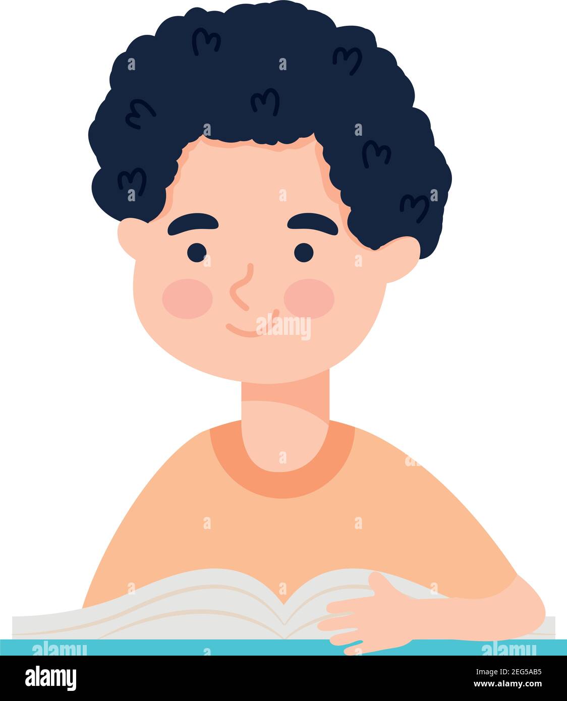 cartoon man reading a book over white background, colorful design ...