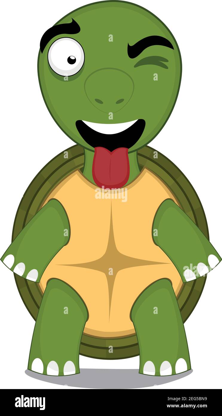 .Vector character illustration of a cartoon turtle with a happy ...