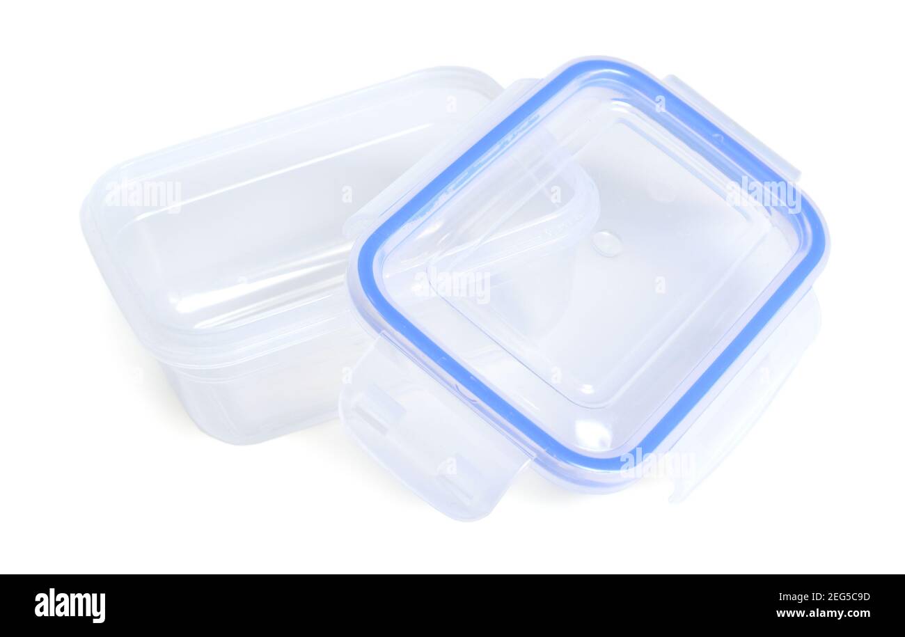 Empty food container isolated on white background Stock Photo - Alamy
