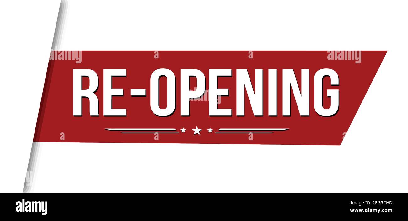 Re-opening banner design on white background, vector illustration Stock ...