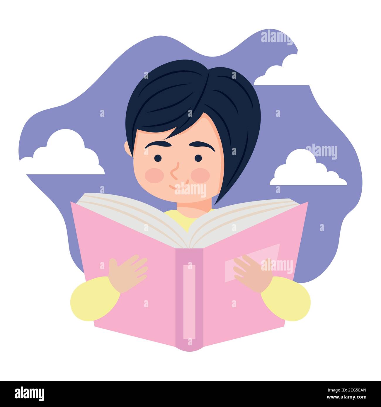 woman reading a book over white background, colorful design, vector ...