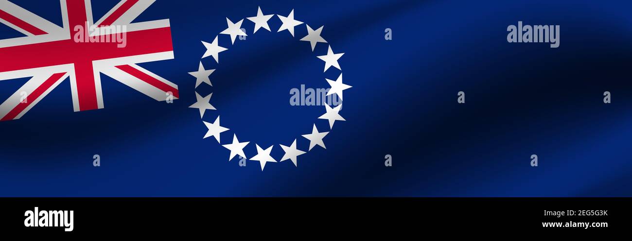 Banner with the flag of Cook Islands. Fabric texture of the flag of ...