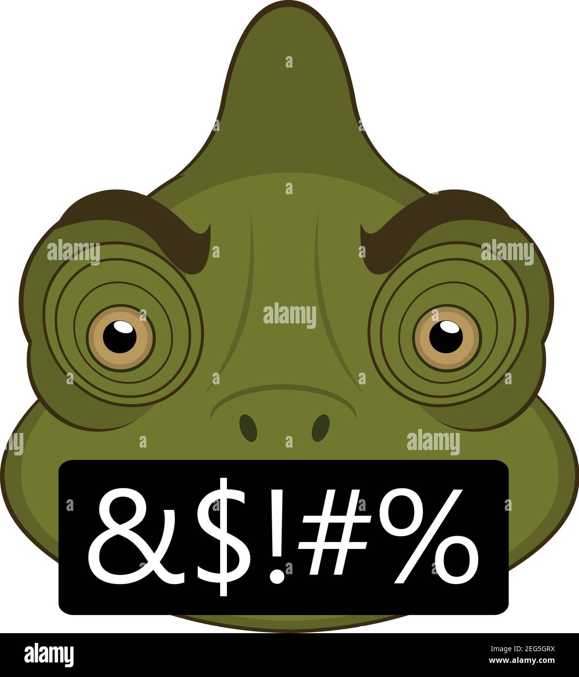 Vector emoticon illustration cartoon of a chamaleon's head with an ...