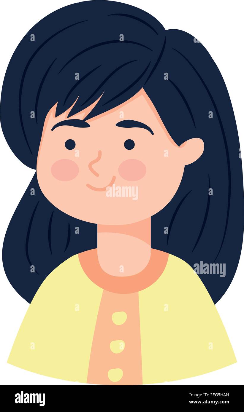 Icon Of Cartoom Woman Happy Over White Background Colorful Design