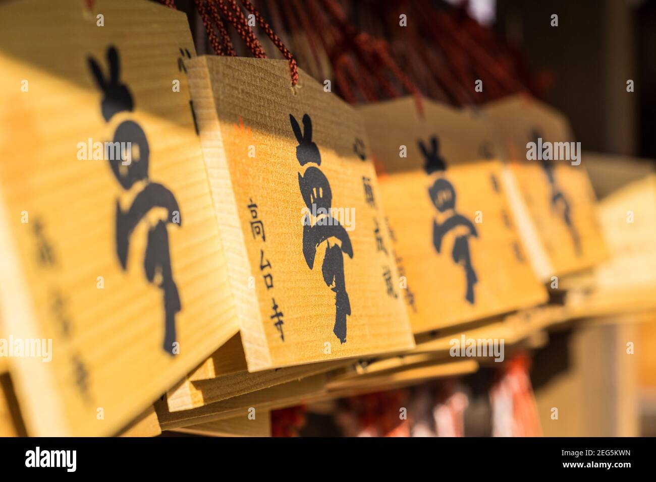 Ema, small wooden Japanese prayer plaques hang in Kodaiji temple in ...