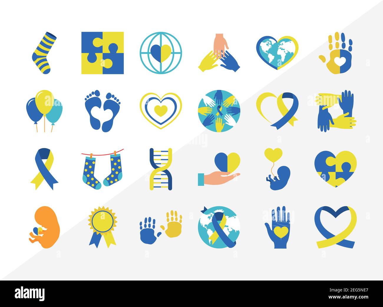 icon set of down syndrome day over white background, colorful design ...