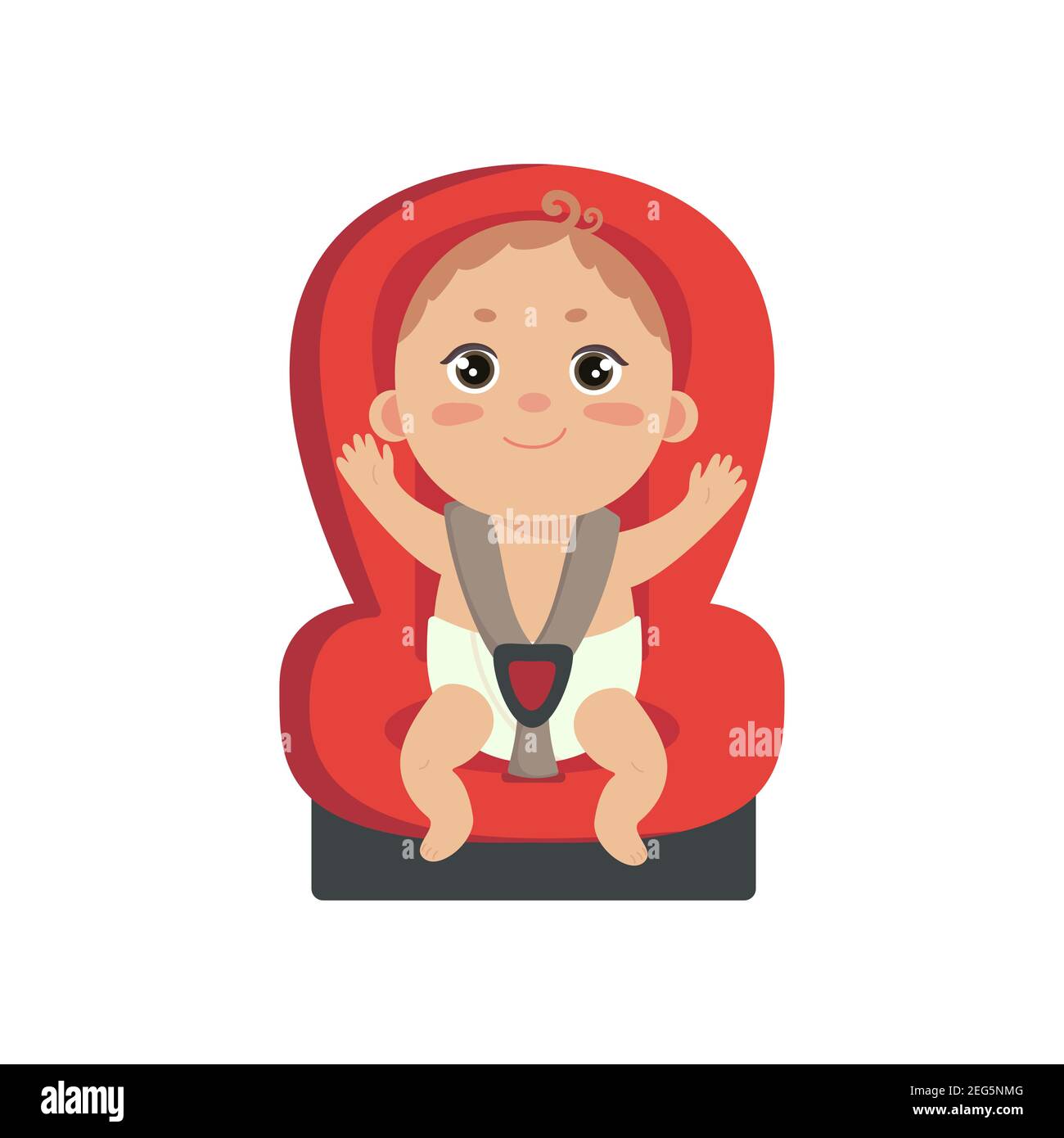 Little fastened boy sitting in automobile seat Stock Vector Image & Art ...